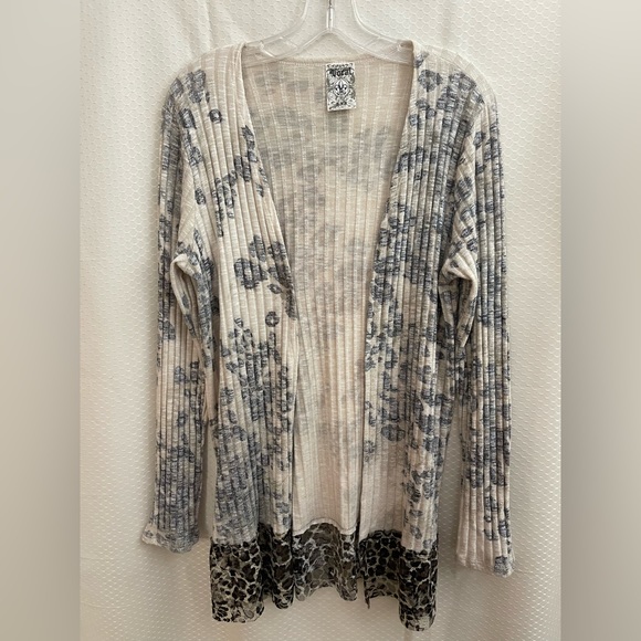 Vocal | Sweaters | Vocal Blue On Greyish Beige W Sheer Animal Print ...